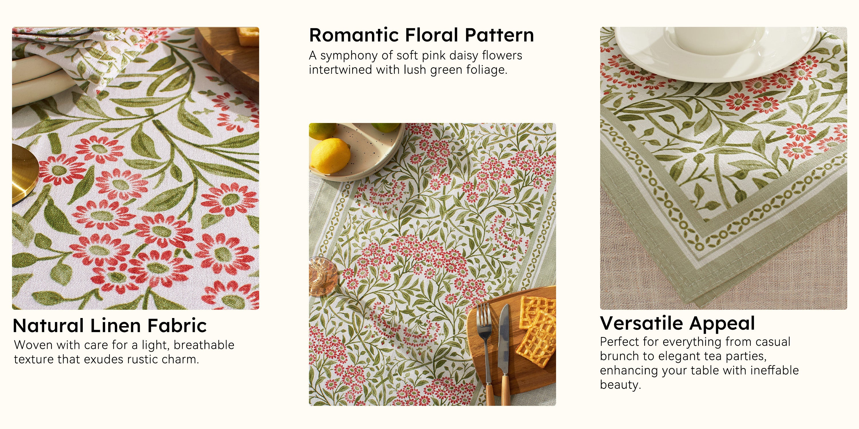 Daisy Party - Hand-Drawn Waterproof Table Runner – voytelier