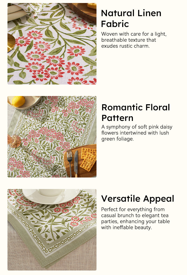 Daisy Party - Hand-Drawn Waterproof Table Runner – voytelier
